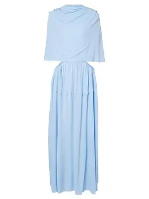 Proenza Schouler Frankie Caped Jersey Maxi Dress - Blue