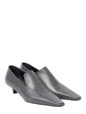 TOTEME Embossed Leather Kitten Heel Pumps - Grey