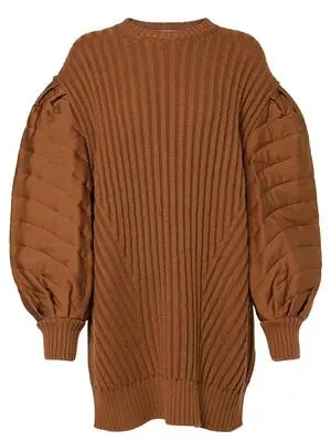 Max Mara Ottuso Ribbed-knit Virgin Wool Mini Dress - Brown