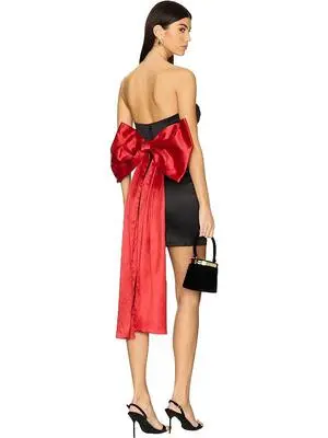 Bardot Eleni Satin Bow Back Dress - Black