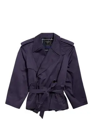Balenciaga Oversized Cropped Trench Coat - Blue
