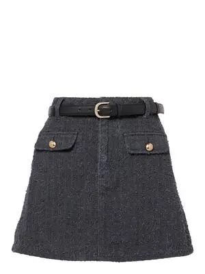 SELF-PORTRAIT Self-Portrait Textured Denim Miniskirt