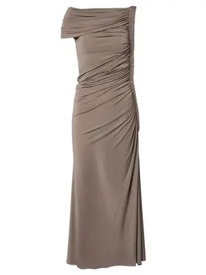 ALAÏA Alaia Asymmetrical Ruched Midi Dress
