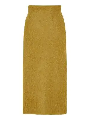 ZANKOV Delphine" Brushed Knit Mohair & Alpaca Blend Skirt - Brown