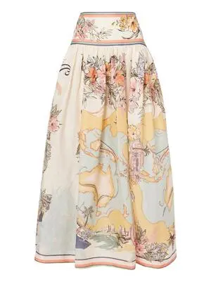 ZIMMERMANN Zimmermann Tallow Printed Linen Maxi Skirt