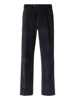SAMAN AMEL Cotton Corduroy Straight-leg Trousers - Black