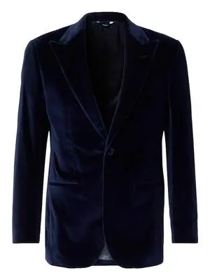 Thom Sweeney Cotton Velvet Tuxedo Jacket - Blue