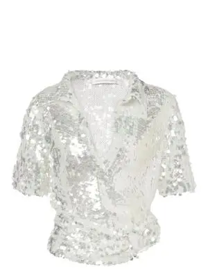 Christopher Esber Sequined Polo Shirt - Silver
