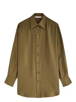 Zimmermann Crush Silk-twill Shirt - Olive