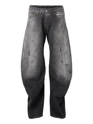 Acne Studios 2006 Paint-splattered Low-rise Barrel-leg Jeans - Gray
