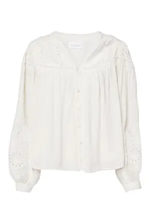 Velvet By Graham & Spencer Velvet Libby Open-Knit Blouse Beige