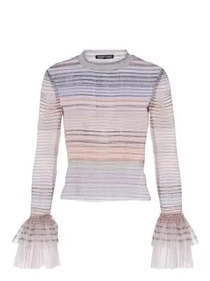 SUSAN FANG Printed Sheer Tulle Top - Multicoloured