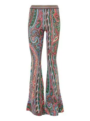 Etro Knitted Paisley Jacquard Flared Trousers - Multicoloured