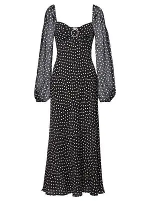 Rixo Ivy Polka Dot Silk Maxi Dress - Black