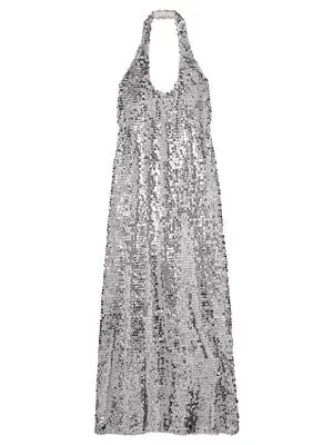 SIEDRES Hely Sequined Tulle Halterneck Midi Dress - Silver