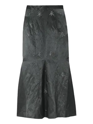 Huishan Zhang Lidia' Crystal-embellished Crinkled Satin-twill Maxi Skirt - Gray
