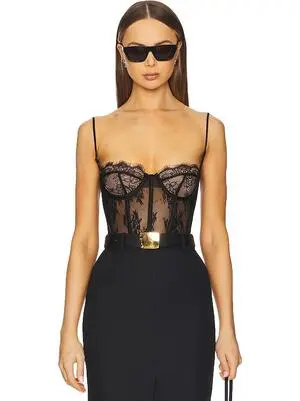 Retrofete Gisela Bodysuit Lace Bustier With Adjustable Straps - Black