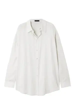 Balenciaga Oversized Embroidered Lyocell Shirt - Neutrals