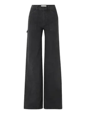 NILI LOTAN Quentin Cotton-twill Wide-leg Pants - Black