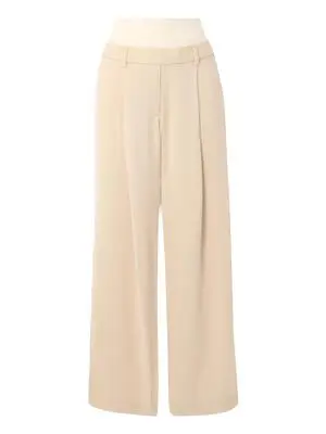 ESSE STUDIOS Wide-leg Crepe Pants With Piqué Detail - Neutrals
