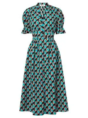 Diane Von Furstenberg Erica Printed Cotton Midi Dress - Multicoloured