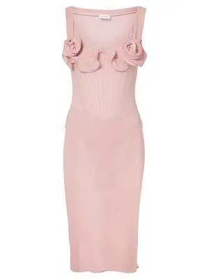 Magda Butrym Floral-applique Silk-blend Bustier Dress - Pink