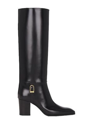 Saint Laurent Knee High Boots With Buckle Detail - Nero