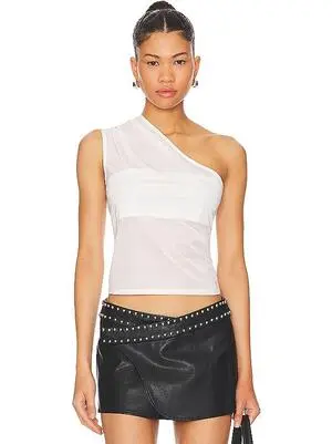 Miaou One Shoulder Tank - White
