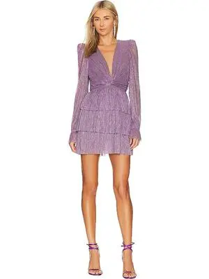 SABINA MUSAYEV Metallic Pleated Mini Dress - Lavender