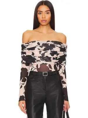 AFRM Maxine Bodysuit With Off-shoulder Styling - Tan