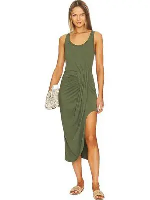 BOBI Faux Wrap Midi Dress - Olive