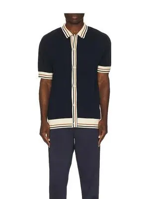 BOUND Stevie Waffle Ribbed Knit Polo In . Also - Blue