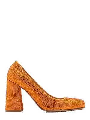 Bottega Veneta Courtney Embellished Block Heel Pumps - Orange
