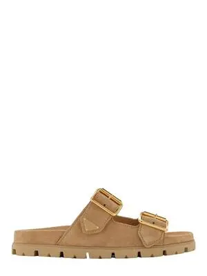 Prada Suede Sandals With Buckles - Tan