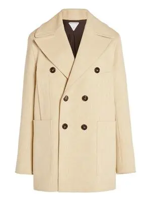 BOTTEGA VENETA Bottega Veneta Double-Breasted Cocoon Coat In Melange Suiting Weave