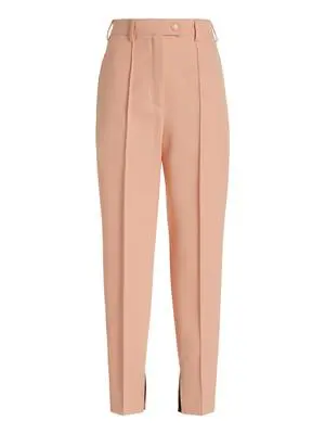 Prada High-rise Stretch Wool Slim Pants With Slit Cuffs - Pink