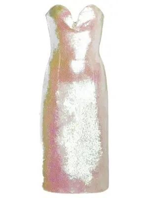Bottega Veneta Sequined Bustier Midi Dress - Metallic