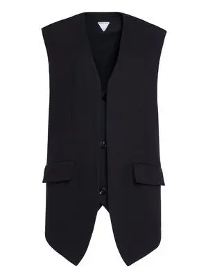 Bottega Veneta Oversized Cotton-blend Melange Vest - Black