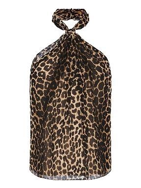 Saint Laurent Print Marcel Cravate Top - Leopard