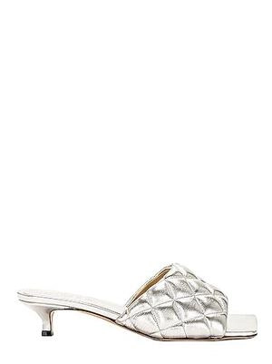 Bottega Veneta Bottega Veneta Padded Mule Sandal In Metallic Silver Silver