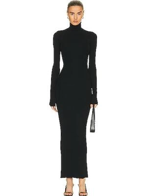 Eterne Long Sleeve Turtleneck Maxi Dress - Black
