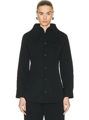 Bottega Veneta Stretch Funnel Neck Shirt - Black