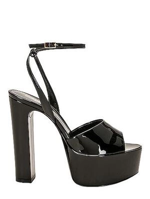 SAINT LAURENT Saint Laurent Glossy Leather Platform Sandals