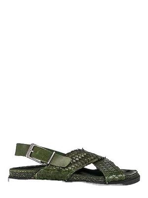 THE ROW Woven Criss-cross Buckled Sandals - Dark Green