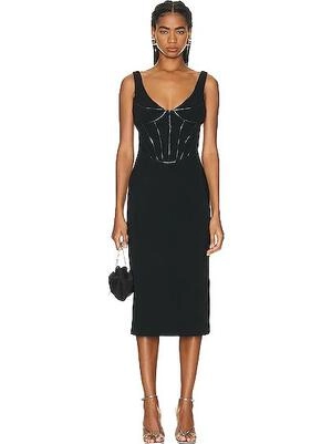 ET OCHS Valerie Corset Midi Dress - Black