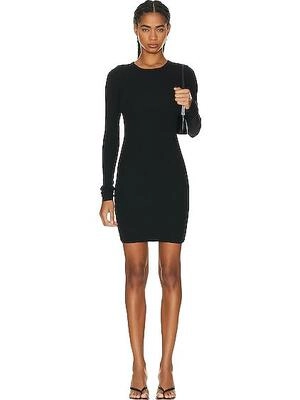Eterne Long Sleeve Crewneck Mini Dress - Black