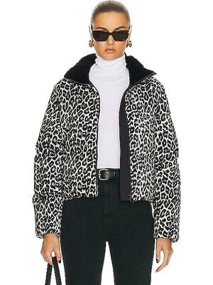 Moncler Leopard Print Puffer Jacket - Black