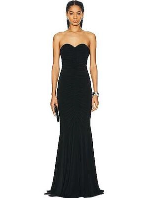 Norma Kamali Norma Kamali Strapless Shirred Fishtail Gown Black