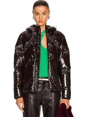 Bottega Veneta Shiny Nylon Chevron Puffer Jacket - Cocoa