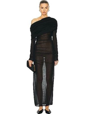Saint Laurent One Shoulder Gown - Noir